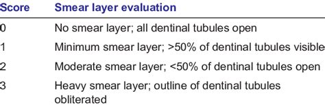 Scoring Criteria For Smear Layer Evaluation Download Table