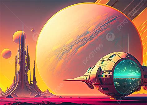 Space Battleship Orange Sci Fi Background Space Battleship Science