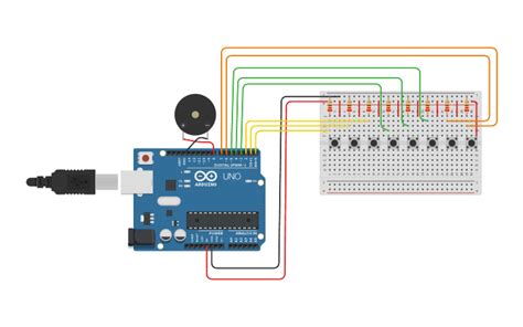 Circuit Design Piano Eletrônico Tinkercad