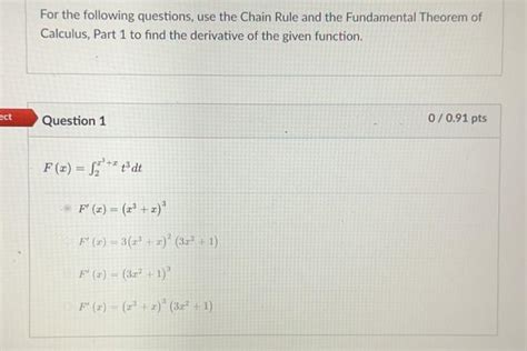 Solved For The Following Questions Find The Derivative Of Chegg