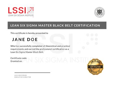Six Sigma Black Belt Lean Six Sigma Black Belt Green Belt Black