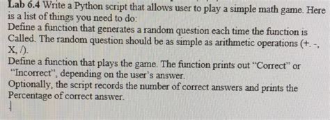 Solved Lab 6 4 Write A Python Script That Allows User To Chegg Com