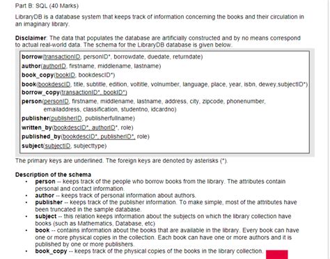 Solved Part B Sql 40 Marks Librarydb Is A Database System
