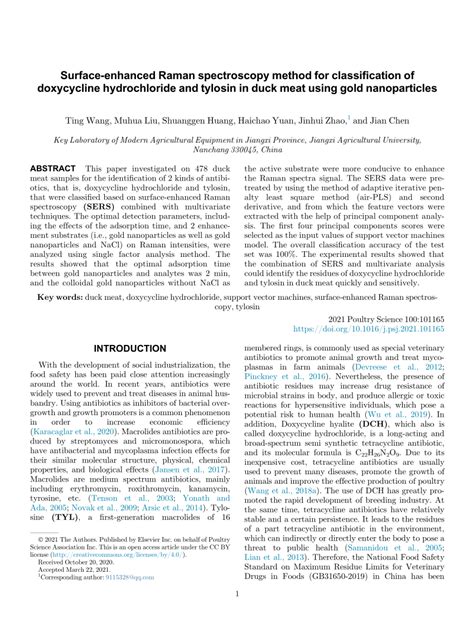 Pdf Surface Enhanced Raman Spectroscopy Method For Classification Of Doxycycline Hydrochloride