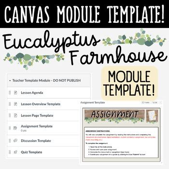 Canvas LMS Template MODULE Eucalyptus Farmhouse Customizable