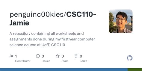 Github Penguinc00kiescsc110 Jamie A Repository Containing All Worksheets And Assignments