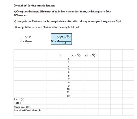 Solved Given The Following Sample Data Set A Compute The Chegg