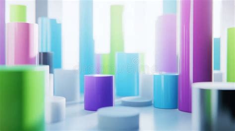 Colorful 3d Cylindrical Shapes Abstract Geometric Design For Modern Art Business And Data