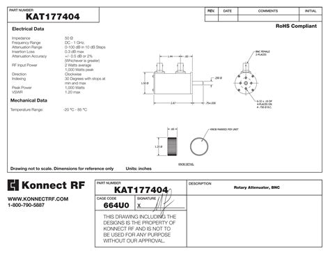 Rotary Attenuator Bnc Dc 1 Ghz 0 100 Db In 10 Db Steps 50 Ohm Konnectrf