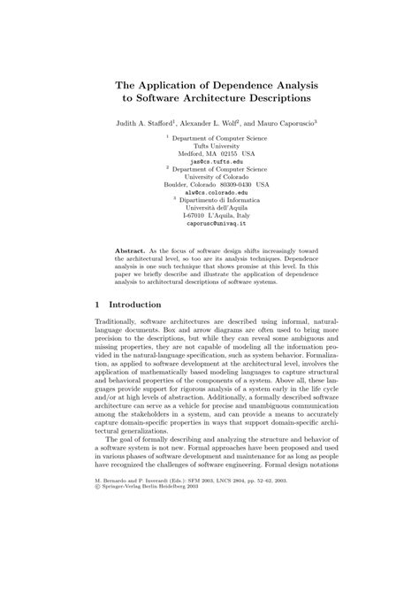 pdf the application of dependence analysis to software architecture