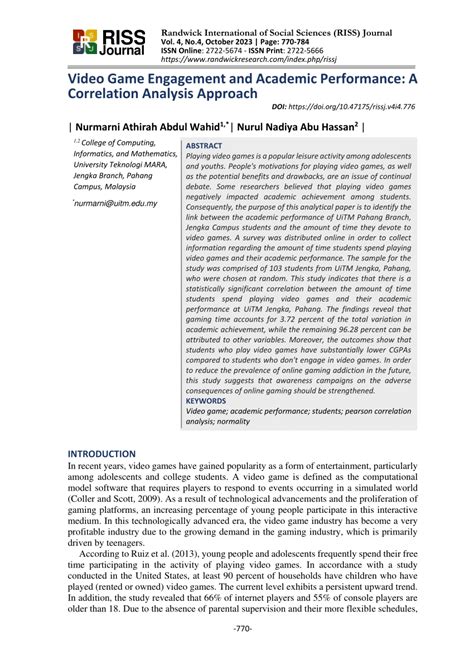 PDF Video Game Engagement And Academic Performance A Correlation Analysis Approach