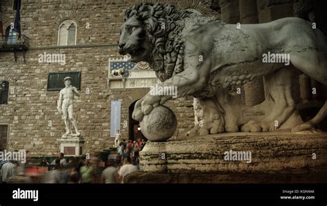 Florence Italy Palazzo Vecchio And The Piazza Della Signoria Statue Of