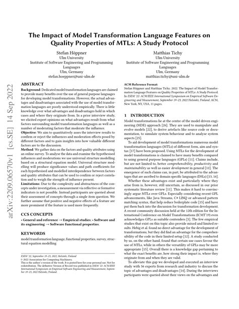 Pdf The Impact Of Model Transformation Language Features On Quality Properties Of Mtls A