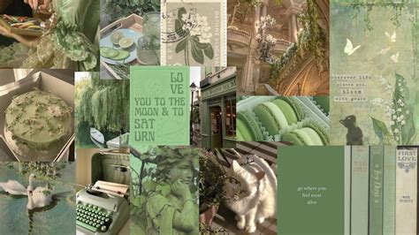 Green Aesthetic Computer Wallpaper Collage Etsy