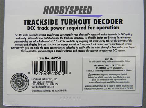 Bachmann Ho Scale Trackside Turnout Decoder Dcc Bac44950