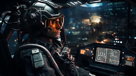 Premium Photo Futuristic Mech Pilot Inside The Cockpit Of Battle Mech