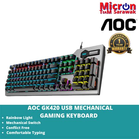 AOC GK420 USB Mechanical Gaming Keyboard Black
