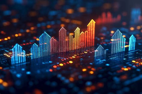 Vibrant Digital Financial Data Visualization With Colorful Bar Charts Glowing Elements
