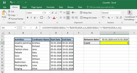 countifs function in excel count you in or not skillfine