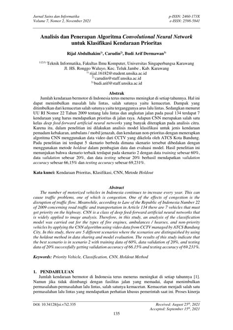 Pdf Analisis Dan Penerapan Algoritma Convolutional Neural Network
