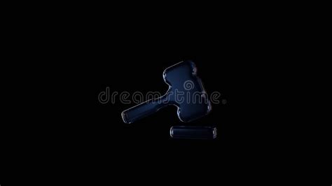 3d Rendering Glass Symbol Of Hammer Isolated On Black With Reflection Stock Illustration