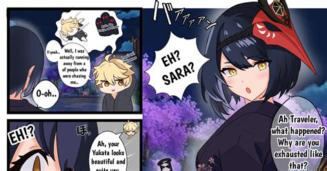 Genshin Impact Aether Genshin Impact Kujou Sara Ei Shogun Goes On A Date 7 6 Pixiv