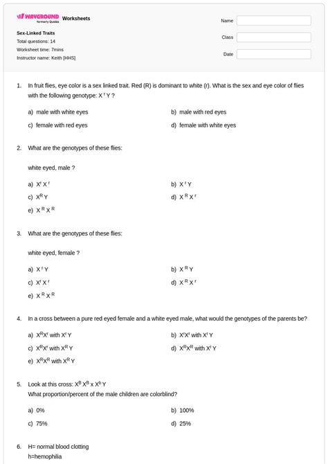 50 Sex Linked Traits Worksheets For Class 12 On Wayground Free