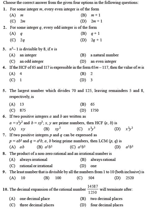 Class 10 Important Questions For Maths Real Numbers Aglasem Schools