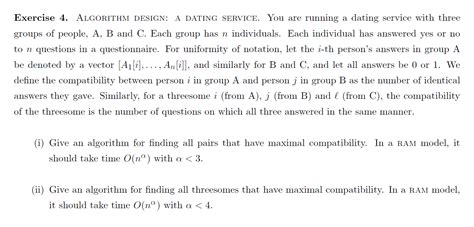 Solved Exercise 4 ALGORITHM DESIGN A DATING SERVICE You Chegg Com