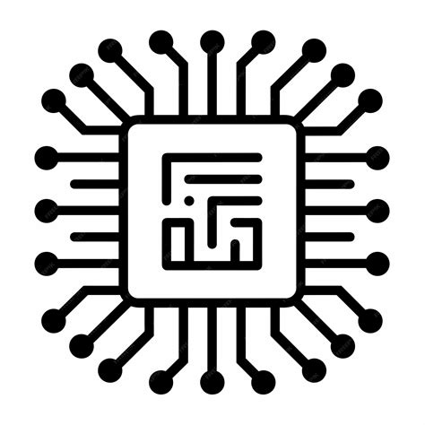 Premium Vector Black And White Illustration Of A Microprocessor Chip With Circuit Connections