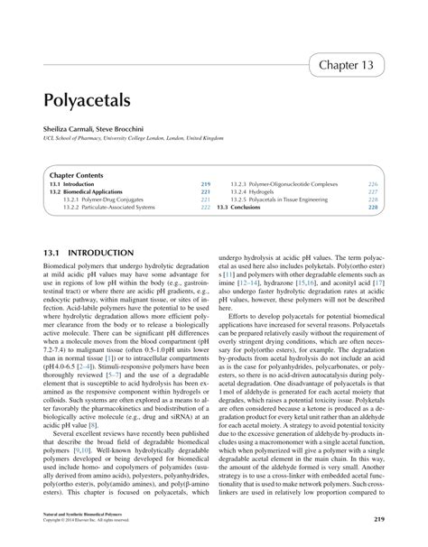 Pdf Polyacetals