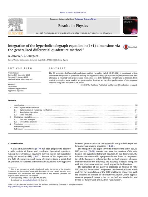 Pdf Integration Of The Hyperbolic Telegraph Equation In 11 Dimensions Via The Generalized
