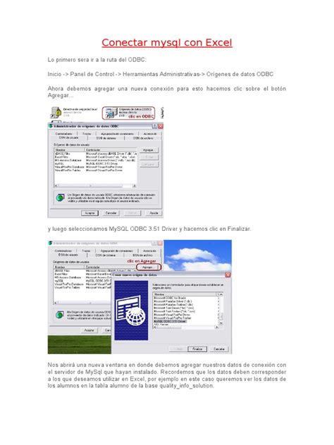 Conexion Mysql Accesa Y Excel Pdf Tabla Base De Datos Mi Sql