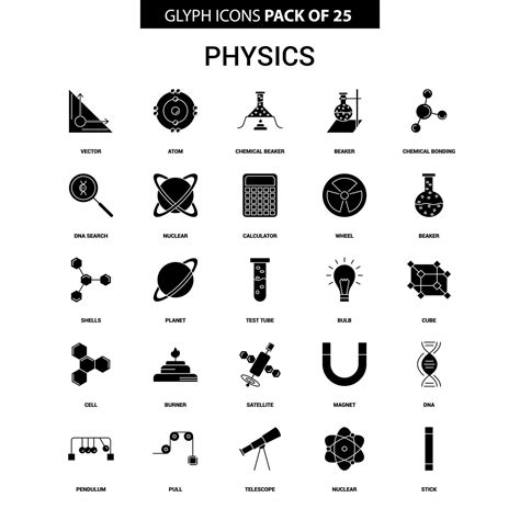 Physics Glyph Vector Icon Set 14289946 Vector Art At Vecteezy