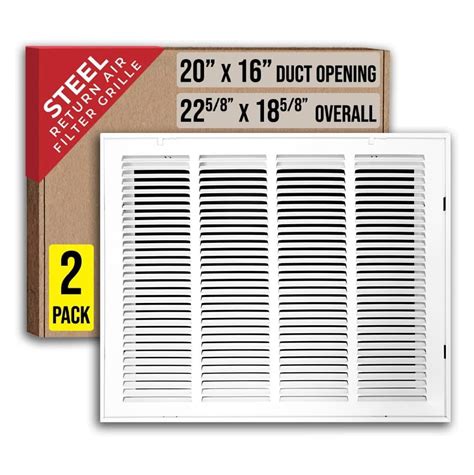 2 Pack Fits 20x16 Duct Opening Steel Return Air Filter Grille By