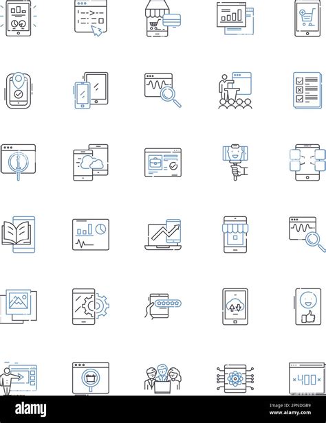 Device Line Icons Collection Tablet Laptop Smartph Camera Printer