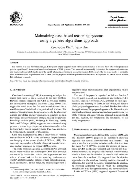 Pdf Maintaining Case Based Reasoning Systems Using A Genetic