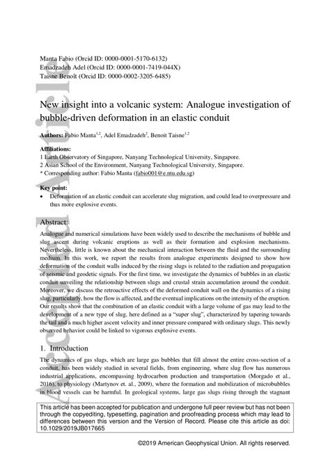 Pdf New Insight Into A Volcanic System Analogue Investigation Of