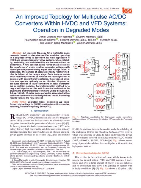 PDF An Improved Topology For Multipulse AC DC Converters Within HVDC And VFD Systems