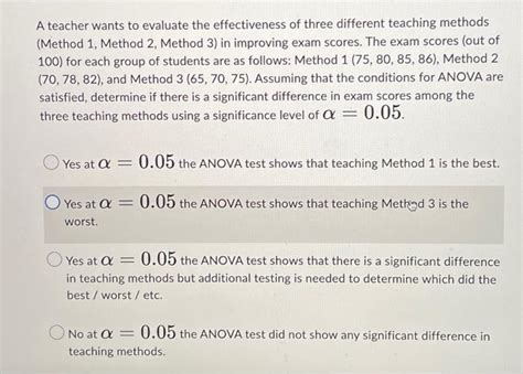 Solved A Teacher Wants To Evaluate The Effectiveness Of