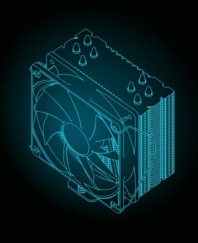 Cpu Cooler Isometric Blueprint Royalty Free Vector Image