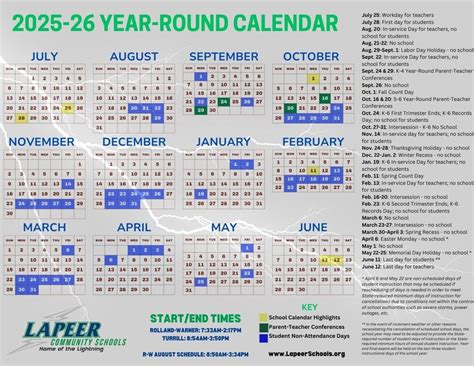 Lapeer Community Schools Announces Traditionalyear Round Calendars For