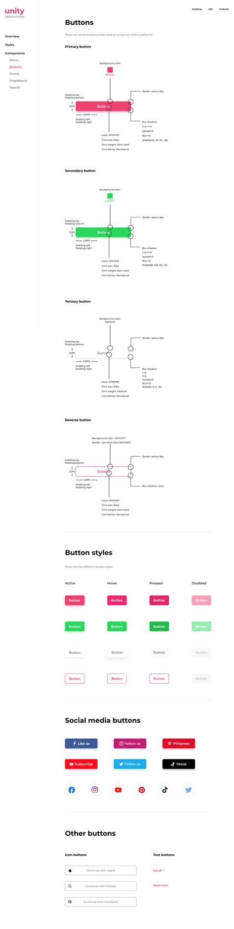 UNITY Design System On Behance