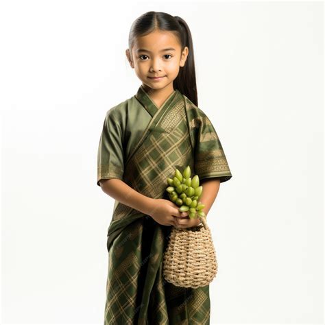 Premium Ai Image Malaysian Girl In Baju Kurung With Ketupat