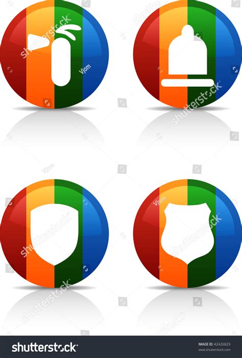 Safety Button Set Vector Illustration Stock Vector Royalty Free