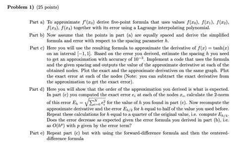 part a to approximate f′ x0 derive five point