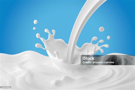 우유 제품 배경 3d 렌더링에 대한 크라운 모양으로 흐르는 우유 및 튀김 클리핑 경로를 포함합니다 우유에 대한 스톡 사진 및 기타 이미지 Istock