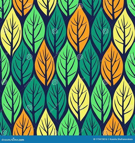Vector Seamless Leaf Pattern Stock Vector Illustration Of Colorful Color 173415816