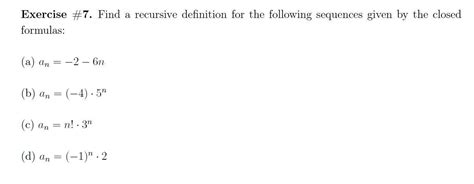 Solved Exercise Find A Recursive Definition For The Chegg Com