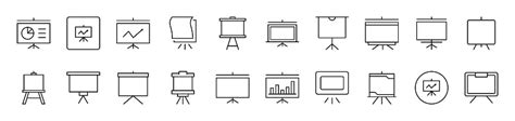 프리젠 테이션 보드 라인 아이콘 컬렉션 편집 가능한 스트로크 인포그래픽 기사 서적 전단지 배너에 적합 교사 교육 관련 직업에 대한 스톡 벡터 아트 및 기타 이미지 Istock